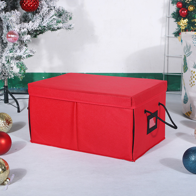Ornament Storage Box Stackable Fabric Organizer Adjustable Dividers