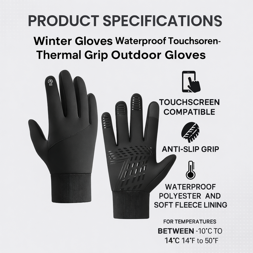 Heated Gloves Winter Thermal Waterproof Touchscreen Warm Grip