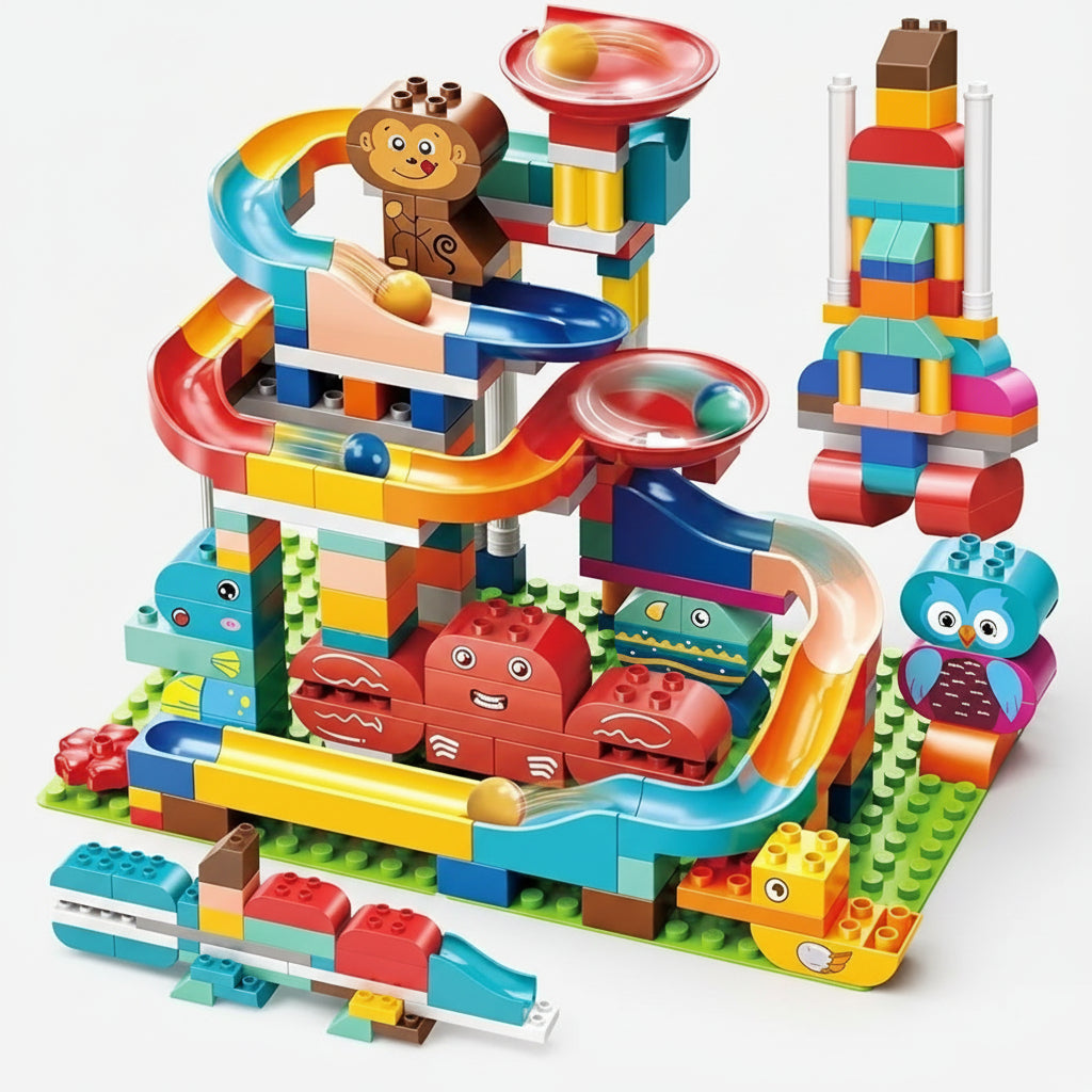 Building Toy Marble Run Track Set Educational Plastic Play Tower