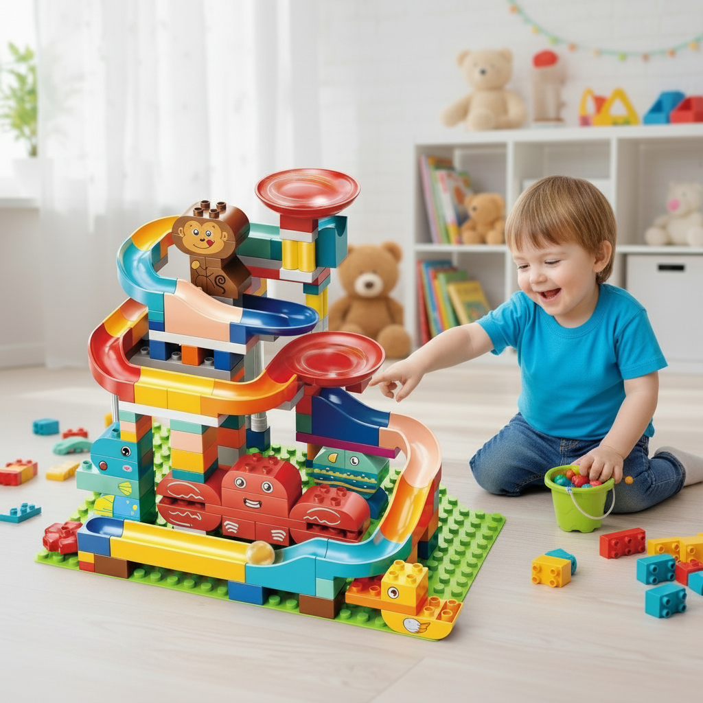 Building Toy Marble Run Track Set Educational Plastic Play Tower